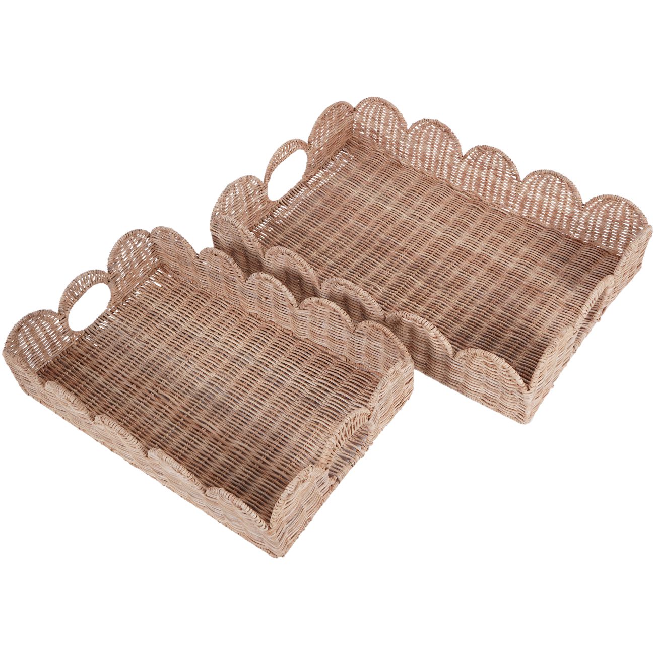 Halong Set of Two Rattan Scallop Trays | Annie Mo's