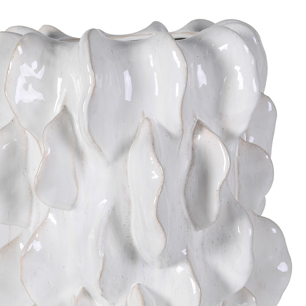 Large Glazed Textured Off White Vase 50cm | Annie Mo's